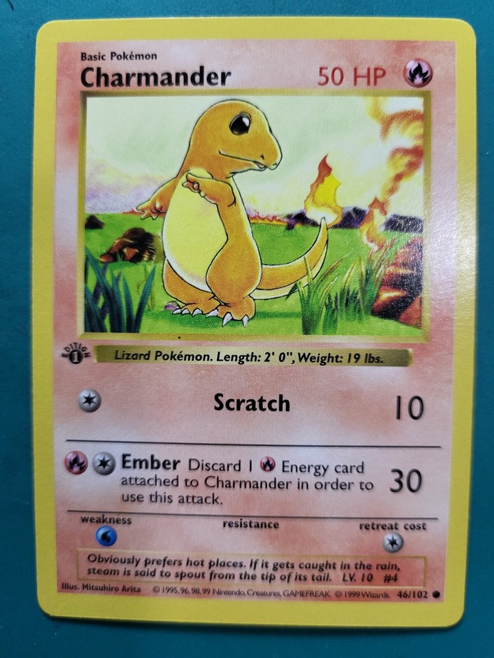 1999 Pokemon Base 1st Edition #46 Charmander Thick Stamp Pokemon Gaming ...