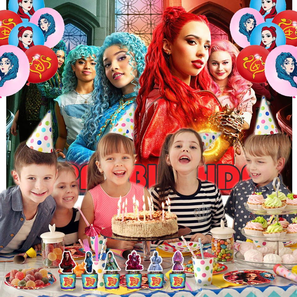 Descendants The Rise Of Red Party Decorations Plates Balloons Banner ...