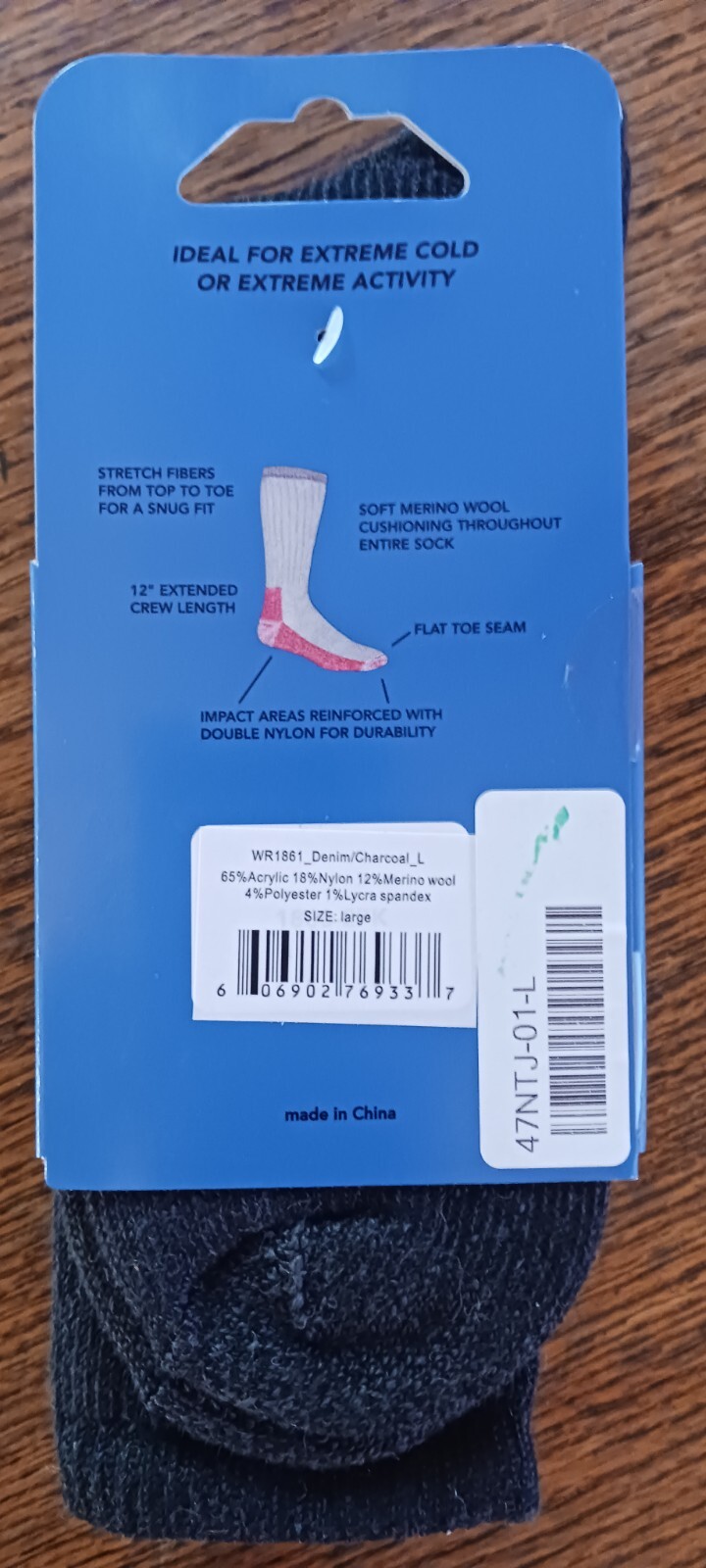 Woolrich socks unisex LG Large L Hike merino wool men women Blue 2 ...