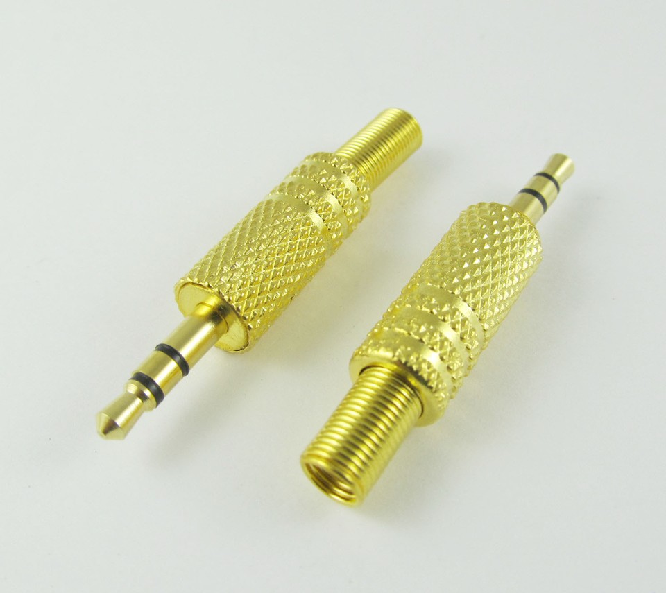 100pcs 3.5mm 1/8" Stereo Male Plug Audio Cable Solder Gold TRS Adapter ...