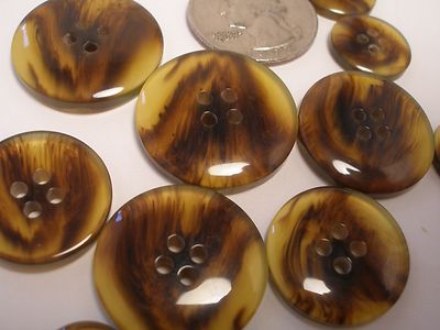 Imitation Amber brown Tortoise Shell Buttons size 1 in, 7/8, 3/16, 5/8 ...