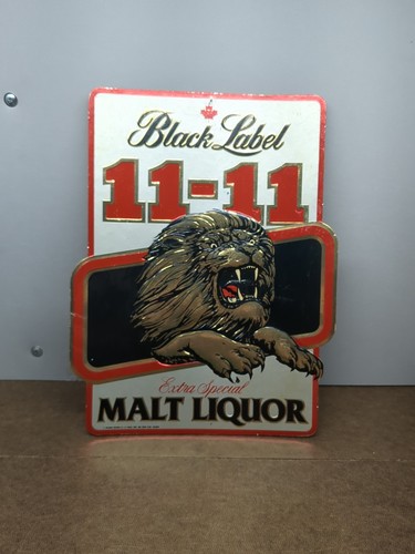 Vintage Black Label 11-11 Malt Liquor Beer Sign Lion Graphic G ...