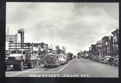 REAL PHOTO FALLON NEVADA DOWNTOWN MAIN STREET SCENE OLD CARS POSTCARD ...