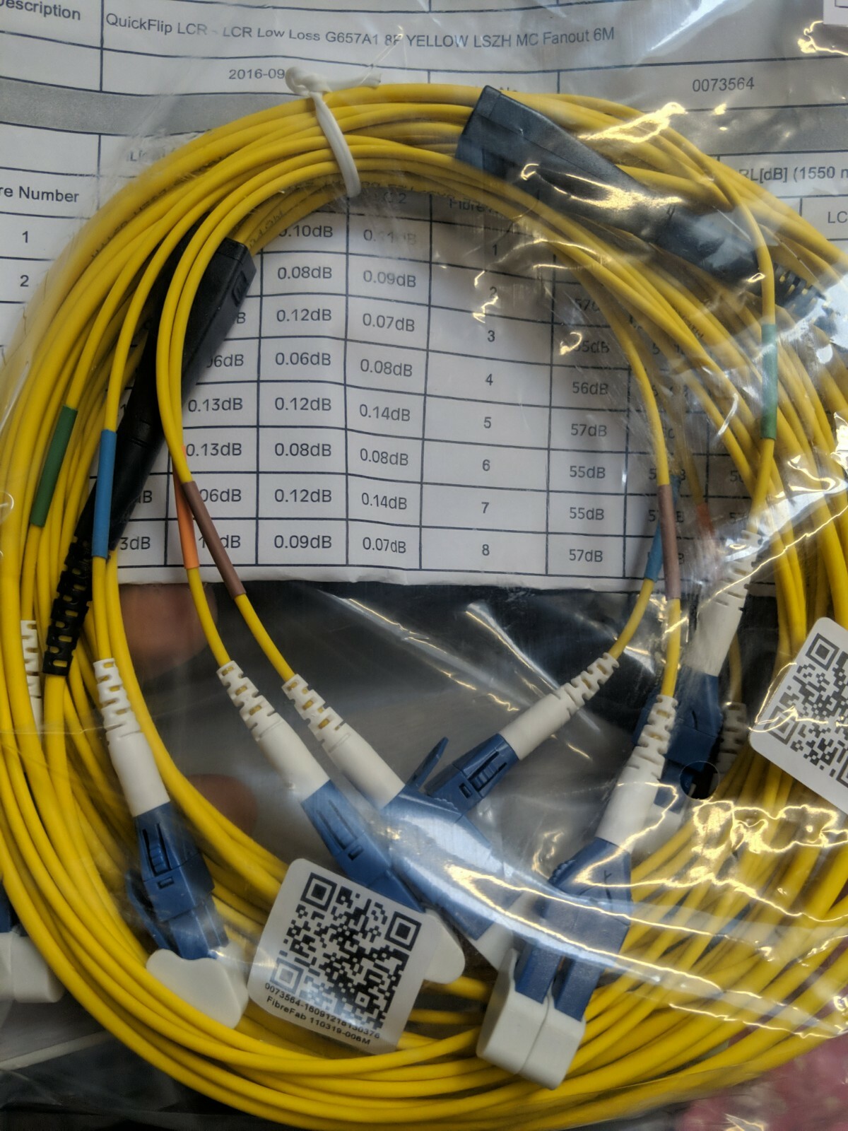 Fibre Optic Cable LCR-LCR Low Loss-G657A1 8F LSZH MC 6M 8 FEEDS 3 pairs ...