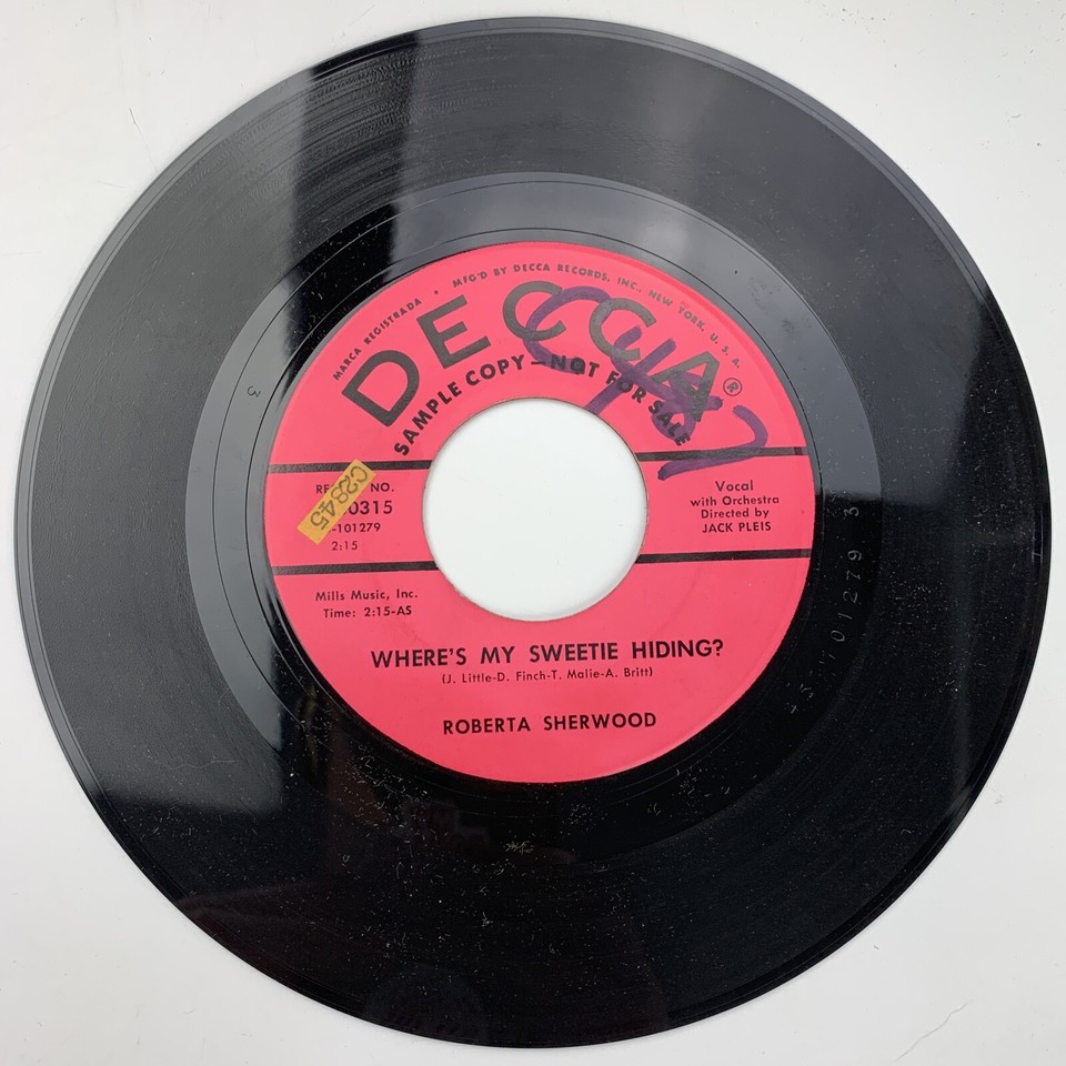 Roberta Sherwood Where's My Sweetie Hiding / Sunshine Record 45 RPM Vinyl | eBay