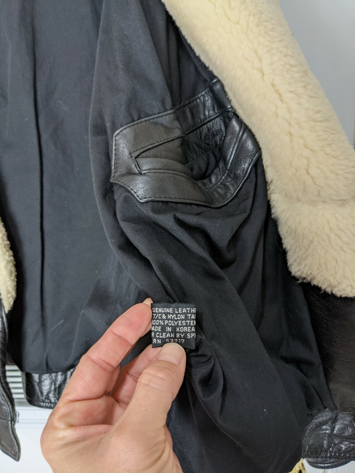 Men's Black Heavyweight Leather Jacket with Faux Shee… - Gem