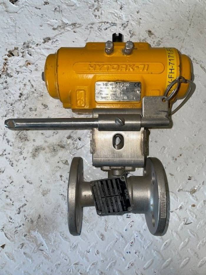 XOMOX Tufline 511R 1" Ball Valve w/ Hytork 71 Actuator, 316SS/ TFM ...