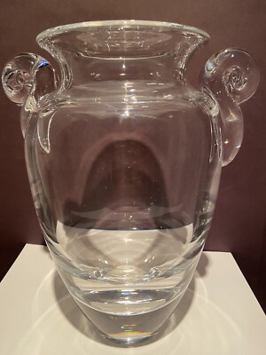 STEUBEN HELLENIC URN by Robert Cassetti art glass vase with large sroll ...