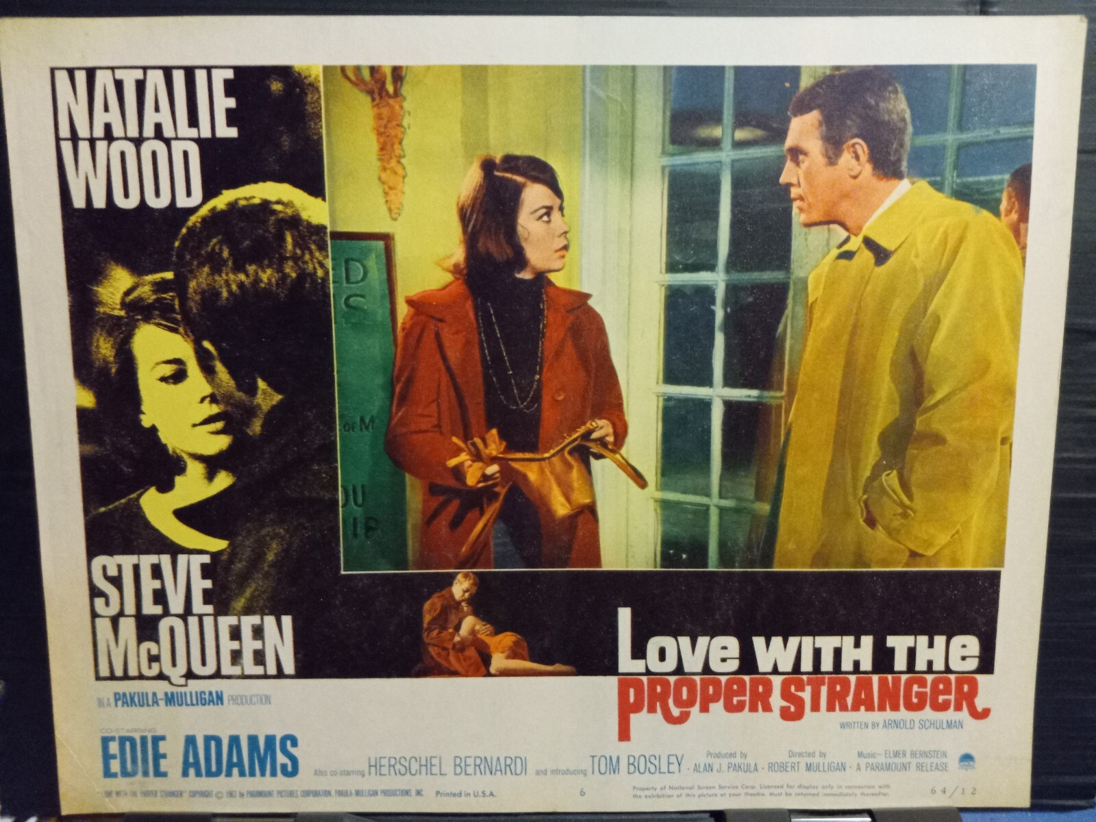 Lobby Card 1964 LOVE WITH THE PROPER STRANGER Steve McQueen Natalie ...