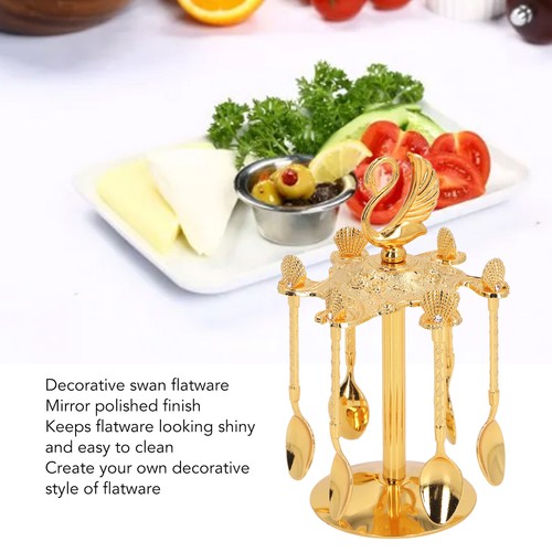 Swan Coffee Spoons Set Strong Construction Swan Base Holder With 6 ...