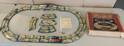 COMPLETE Vintage Antique Louis Marx Tin Litho Streamline Speedway Race ...