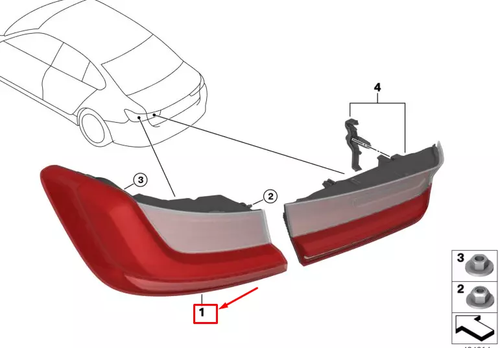 Original BMW G20 318d 320d 320dX 320i Heckleuchte Seitenwand Rechts ...