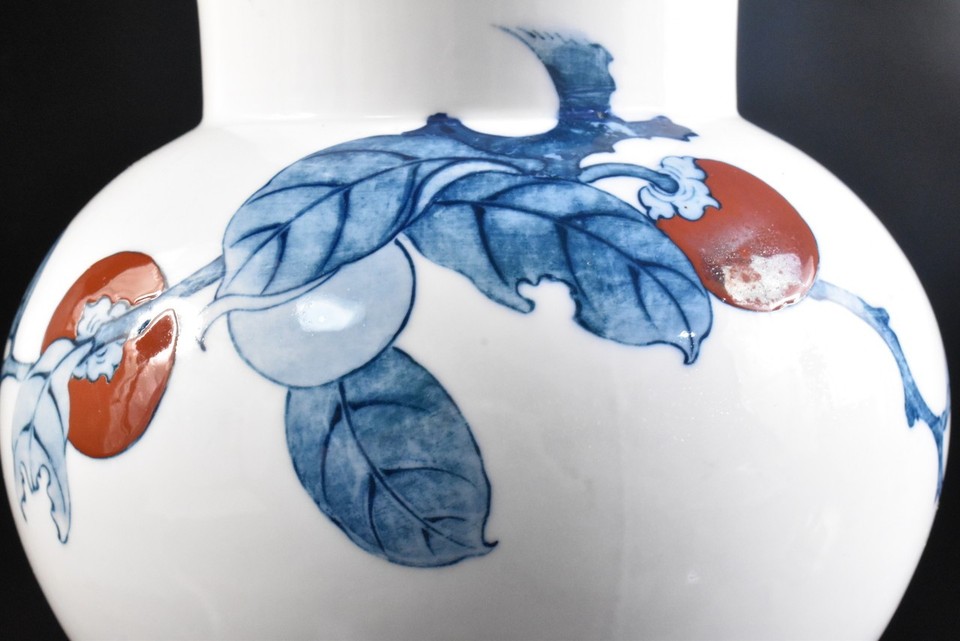 T6780: XF Japanese Arita-ware Colored porcelain FLOWER VASE Kakiemon ...