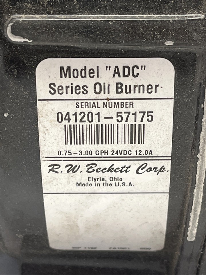Beckett ADC Oil Burner 0.75 to 3.00 GPH 24VDC 12A 100 PSI | USED read ...