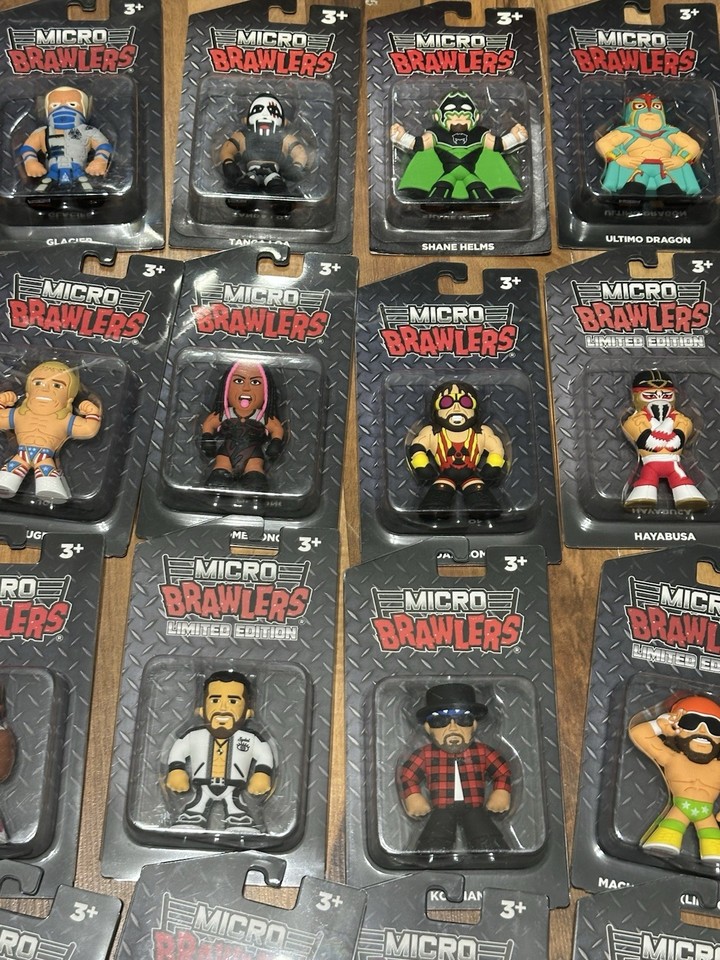 Micro Brawlers Sealed Lot. 16 Figures Include Macho Man, Lex Luger ...