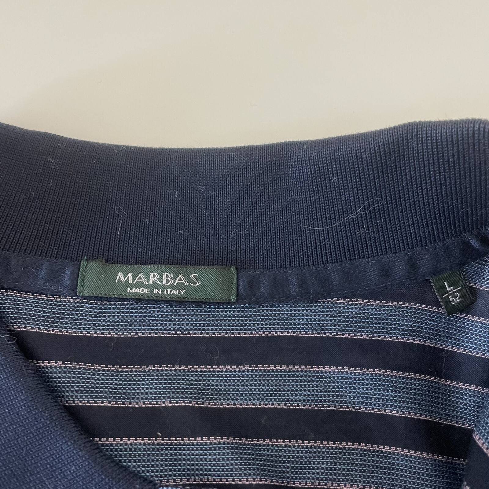 Marbas Italian Striped Short Sleeve Button Front Polo Shirt Men's Large ...