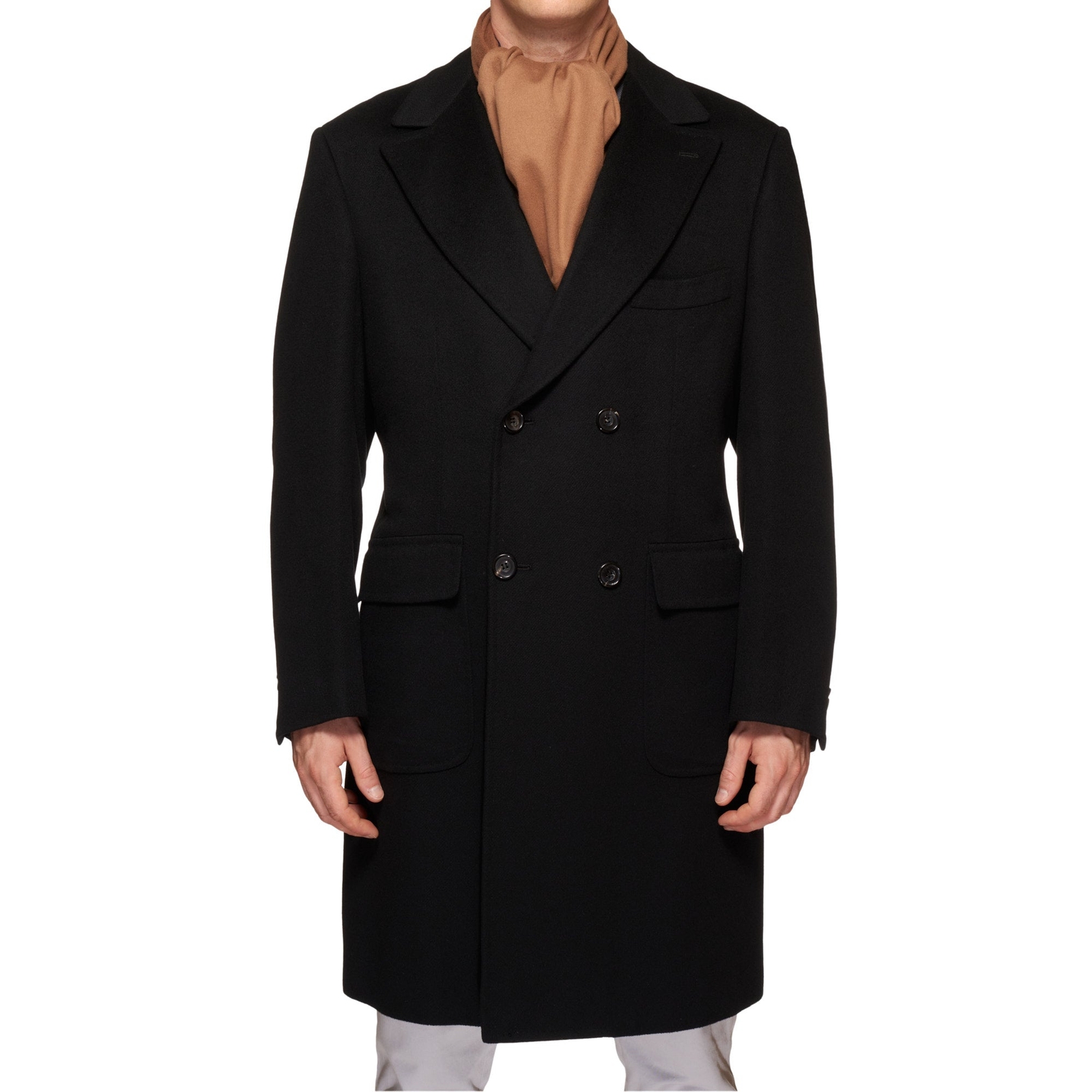 KITON Napoli Handmade Black Cashmere Vicuna Peru DB Coat Overcoat NEW ...