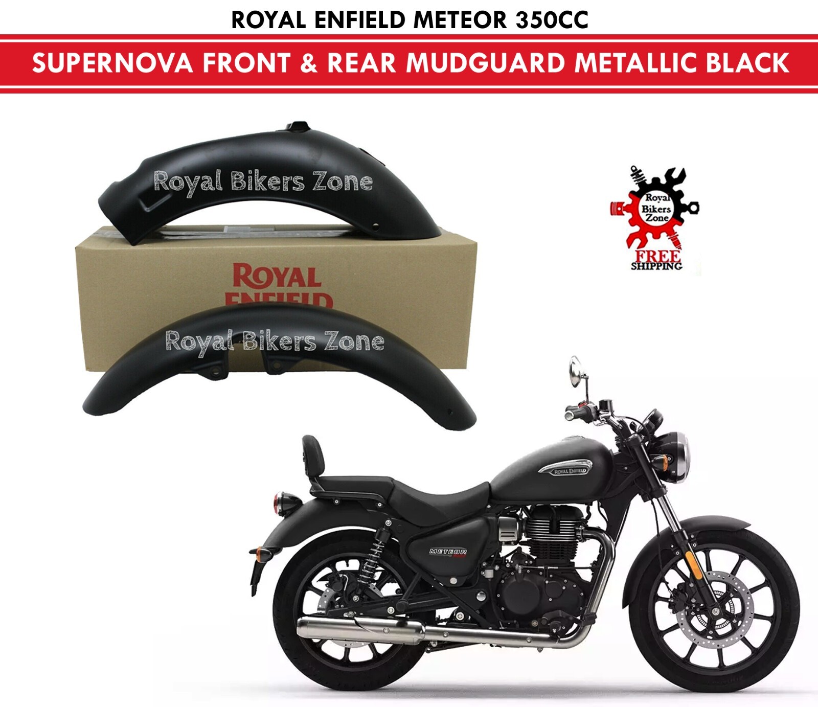 Royal Enfield "Meteor 350" Supernova "Front & Rear Mudguard" Metallic ...