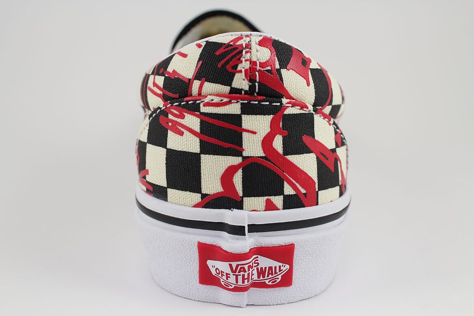 VANS CLASSIC SLIP-ON VANS CREW CHECKERBOARD BLACK/WHITE/RED CHECK MEN ...