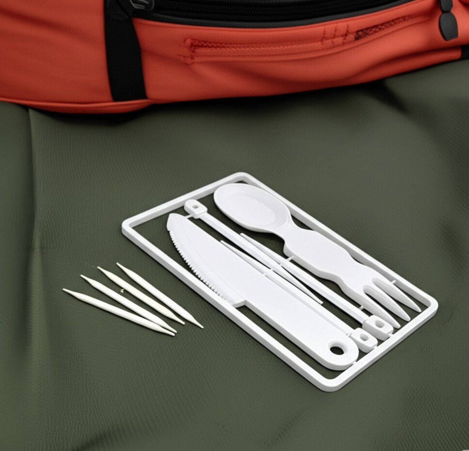 12 Pack Wallet Spork Kit Card – Flat-Pack Spoon + Fork + Knife + 3 ...