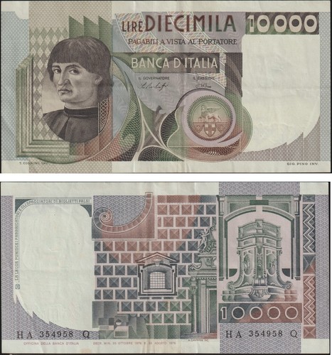 10000 LIRE 30/10/1976 DEL CASTAGNO - REPUBBLICA | eBay