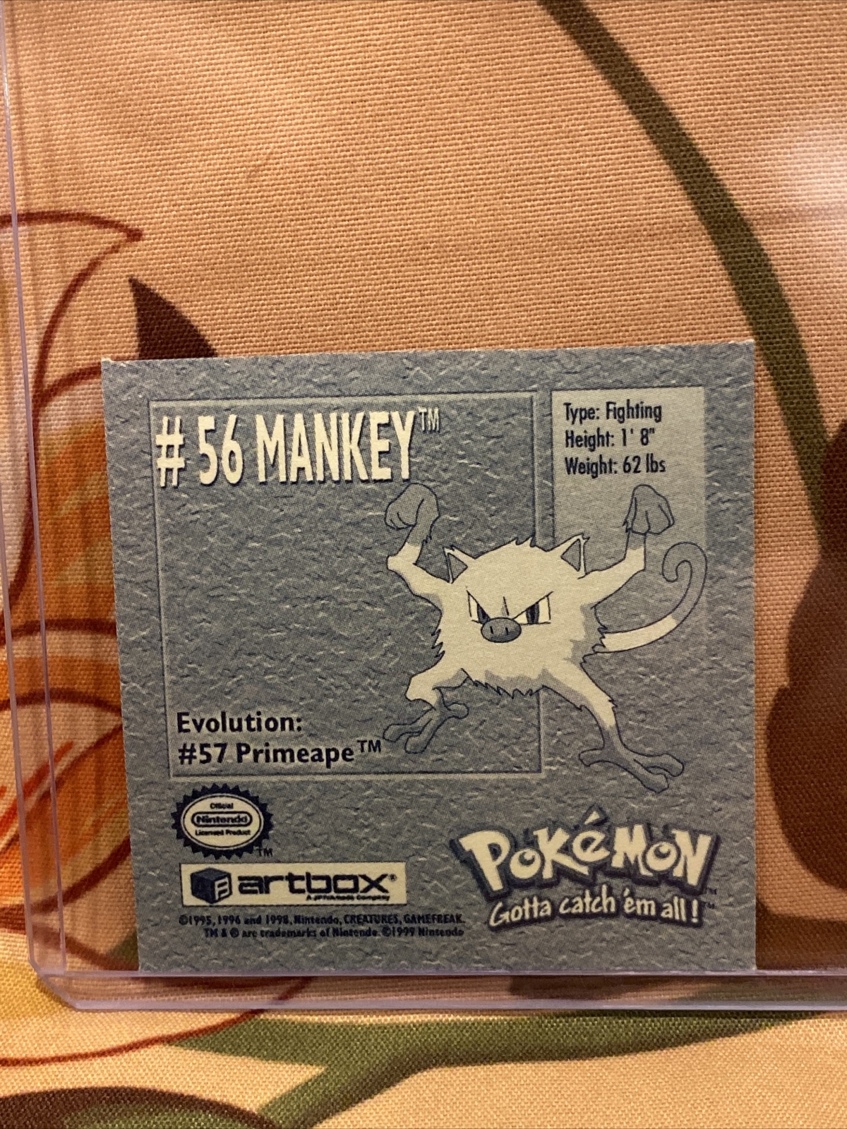 Vintage 1999 Artbox Series 1 Nintendo Pokémon Sticker #56 Mankey | eBay