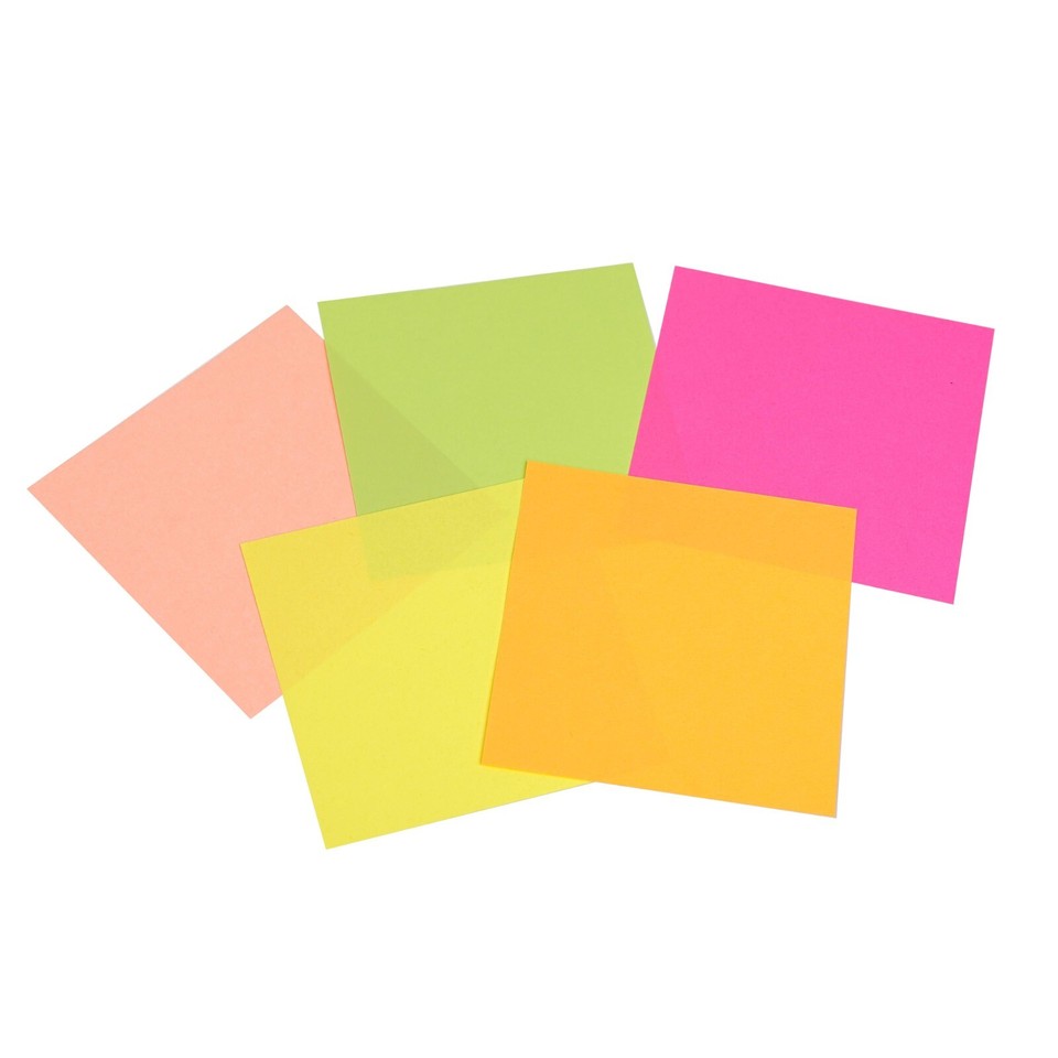 700 Loose Paper Sheets Neon Memo Jotter Notes in Cube Holder +FREE ...