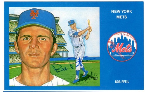 1969 WS New York Mets BOBBY PFEIL Autograph Signed Postcard AUTO by ...