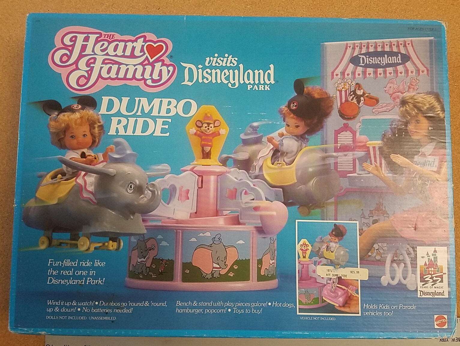RETIRED VINTAGE 1989 MATTEL HEART FAMILY DISNEYLAND DUMBO RIDE DISNEY ...