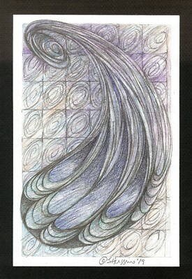 Abstract Pencil Drawing "Elliptical Paisley" 6.0in x 9.0in Signed Orig ...