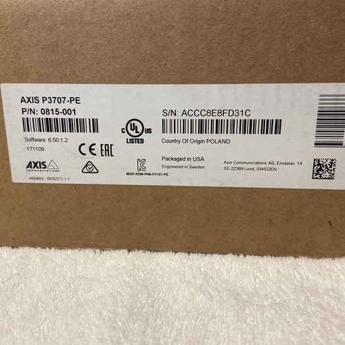AXIS P3707-PE 360° 4 Sensor Network Indoor Outdoor IP Camera New Open ...