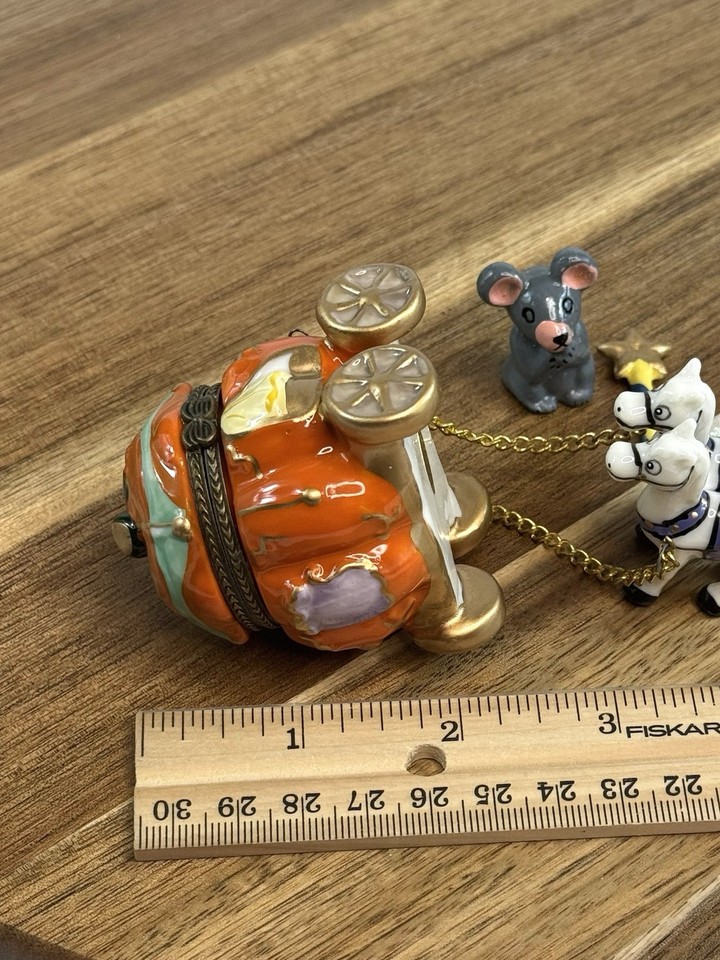 Porcelain Hinged Trinket Box Cinderella Horses And Carriage | eBay