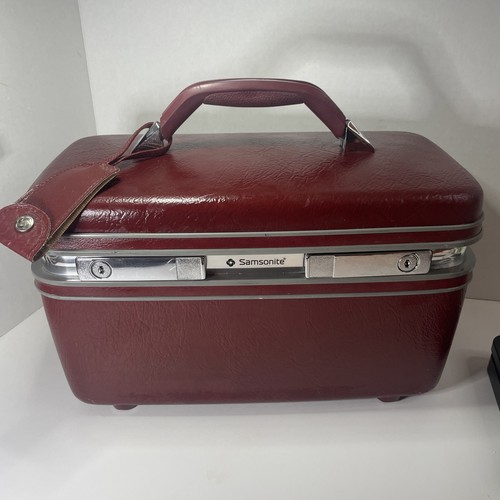 Vintage Samsonite Train Case Profile 2 Red Burgundy Cosmetic Hard ...