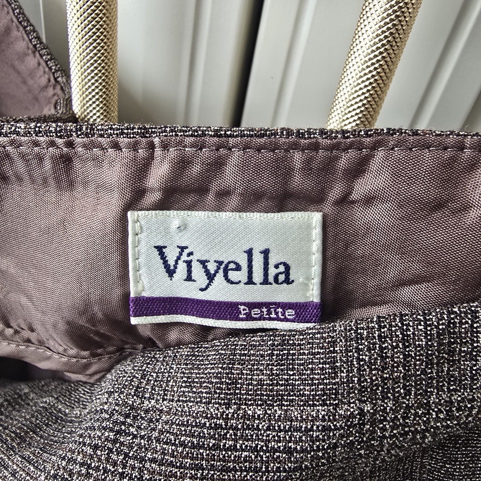 Viyella Women's Smart Brown 70% Wool Check Trousers Size UK 14 Petite ...