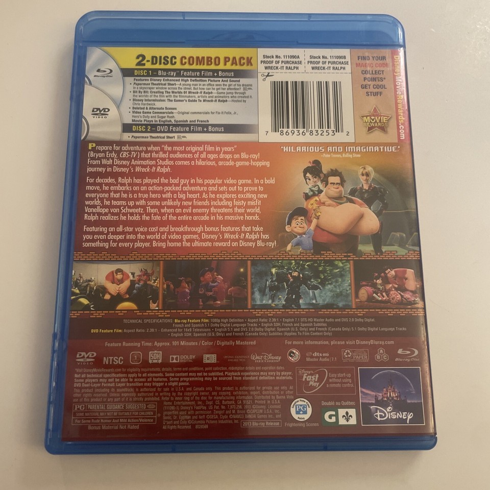 Wreck-It Ralph (Two-Disc Blu-ray/DVD Com Blu-ray 786936832532| eBay