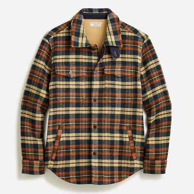 J. CREW Wallace & Barnes CPO Double Cloth Wool Blend Shirt Jacket Plaid ...