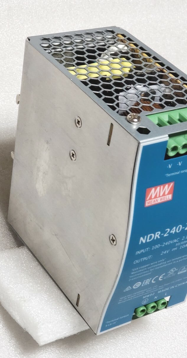 MEAN WELL NDR-240-24 Power Supply,AC-DC,24V,10A,100-264V In,Enclosed ...