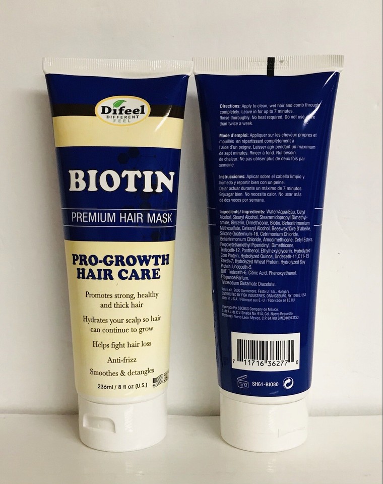 2-Pack Difeel ~ Biotin Pro-Growth Hair Care ~ Premium Hair Mask 8 oz ...