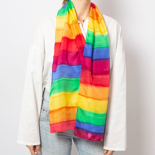 Pride Scarf Rainbow Hand Painted Silk Scarf Gay Gift LGBTQ Pride Parade ...