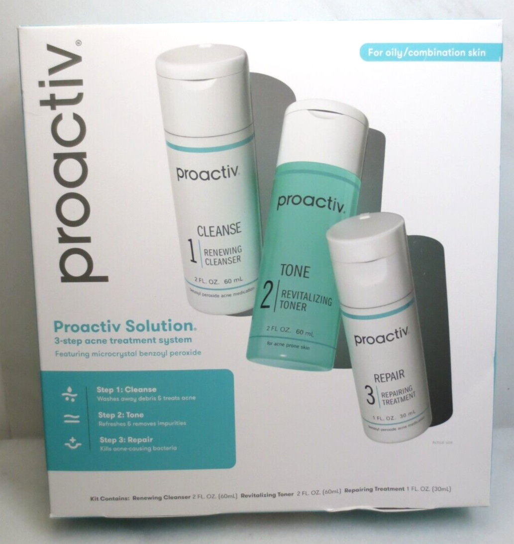 PROACTIV SOLUTION 3 STEP ACNE TREATMENT SYSTEM (CLEANSE, TONE AND ...
