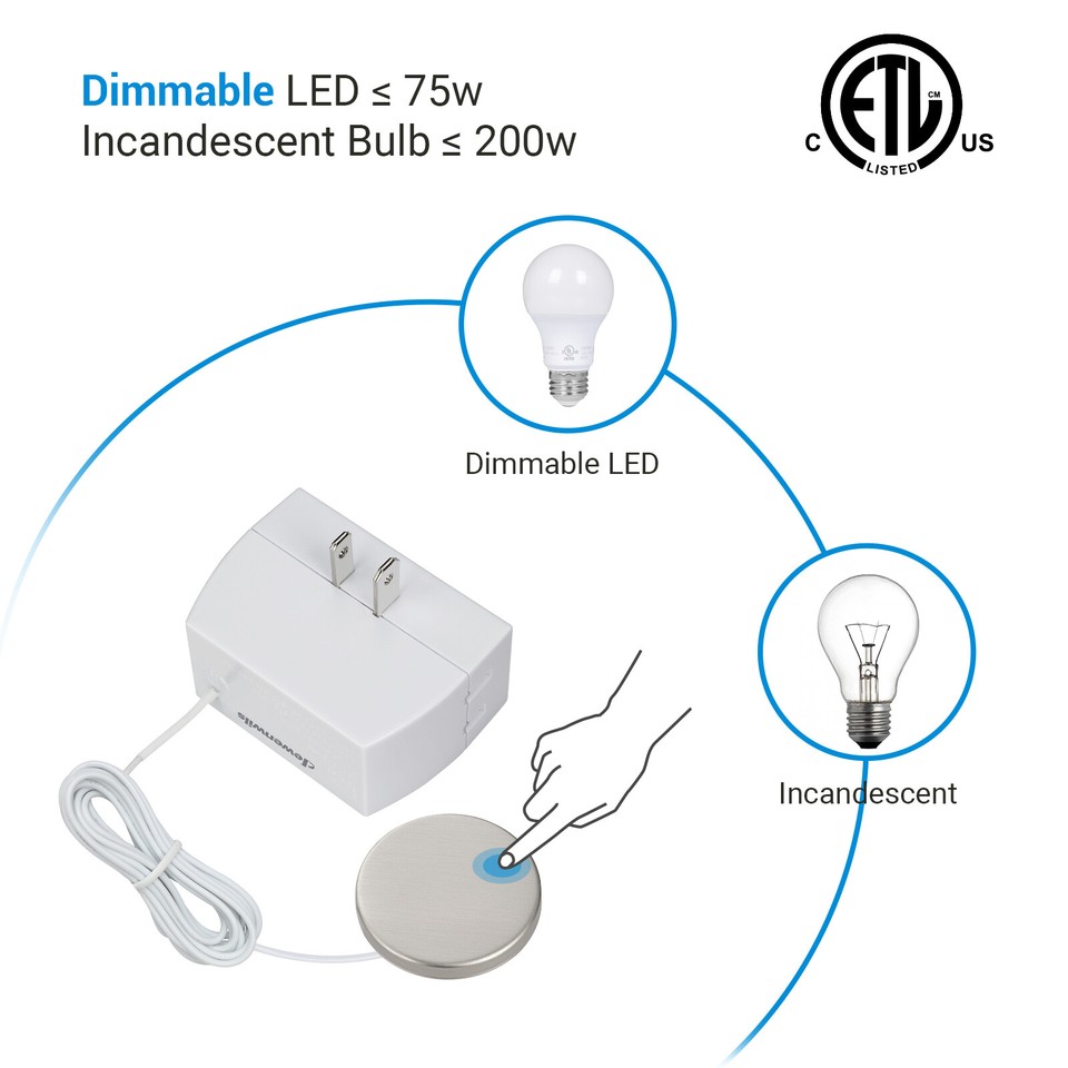DEWENWILS Touch Dimmer Switch 2 Pack Touch Pad Control with 3 Levels of ...