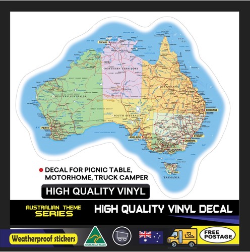 Australia Map Decal Sticker Caravan Picnic Table RV motorhome, Trailer ...