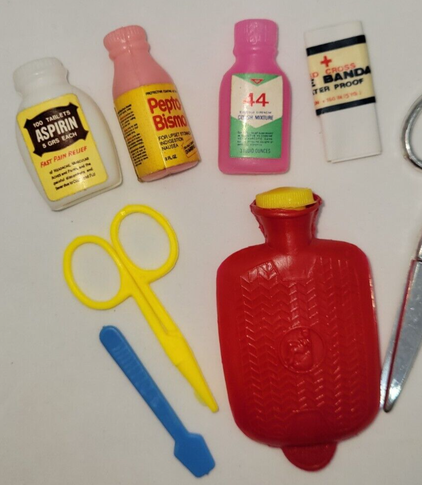 Vintage Kids Toy Doctor Medical First Aid Kit Mini Pepto Aspirin Cold ...
