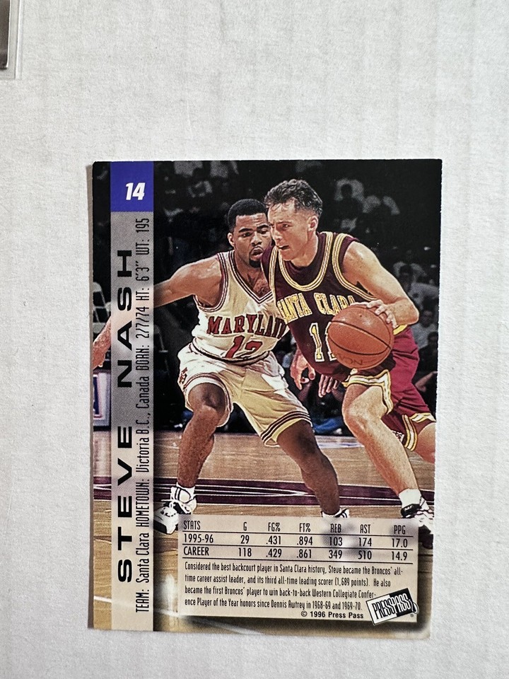 1996 PRESS PASS BASKETBALL BASE SERIES GOLD STEVE NASH #14 | eBay