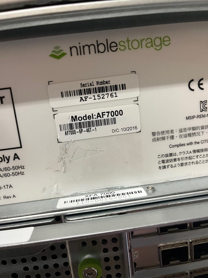 Nimble Storage AF7000 dual controllers and power supplies. NO HDD or ...