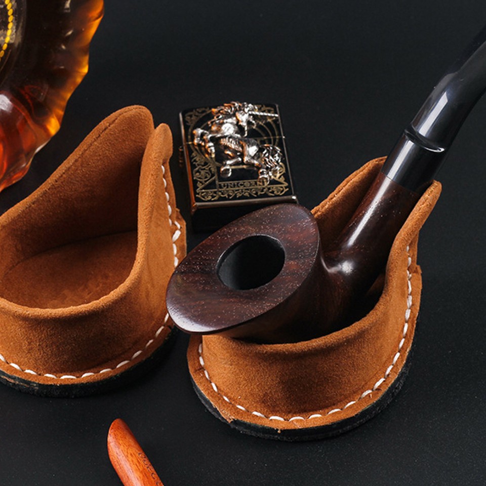 Leather Pipe Stand Rack Cow Leather Cowhide Holder Pipe Display Stand ...