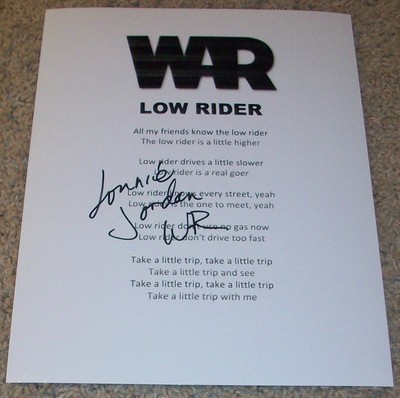 LONNIE JORDAN SIGNED AUTOGRAPH WAR LOW RIDER LYRICS SHEET | eBay