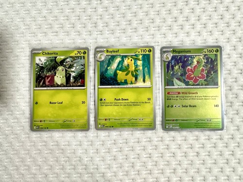 Pokemon Mega Evolution - 3 Stage Set - Meganium Bayleef Chikorita 010/ ...