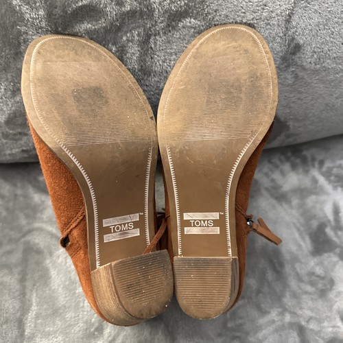 TOMS Lunata Cognac Suede Fringe Booties Size 7.5 | eBay