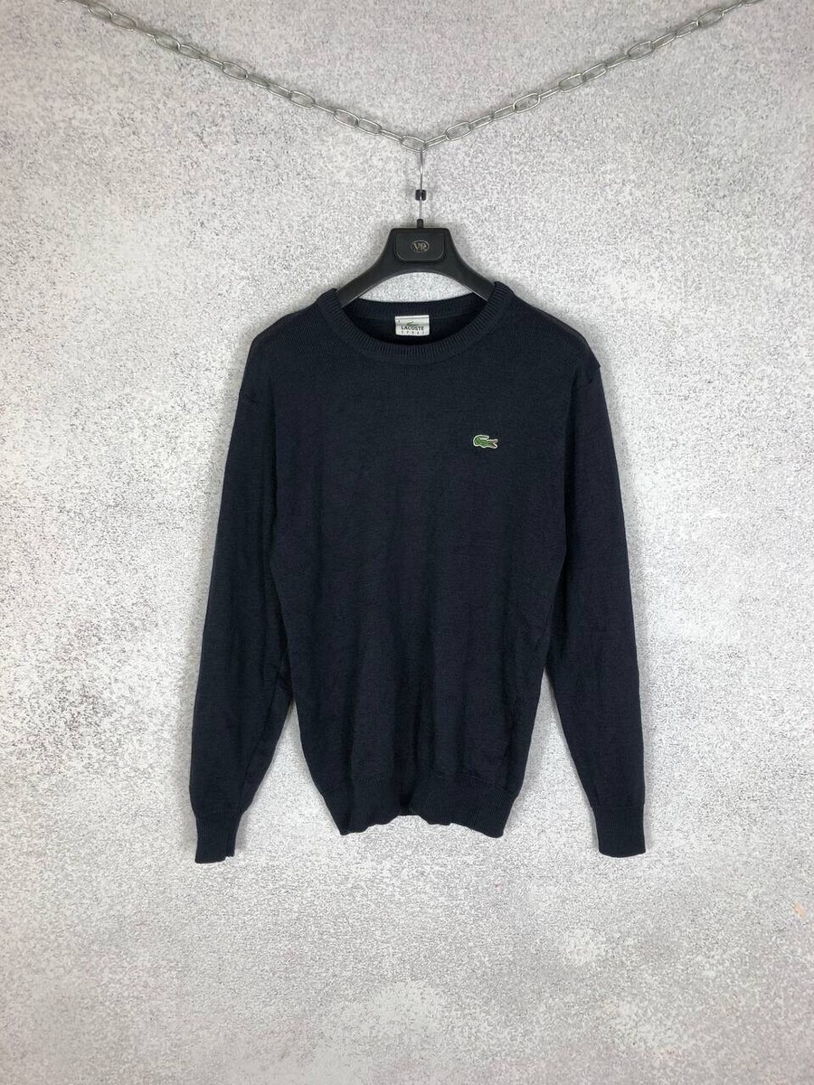 Men's Vintage Lacoste Woolmark Sweater Black Pullover Size M Men's Vintage Lacoste Woolmark Sweater Black Pullover Size M